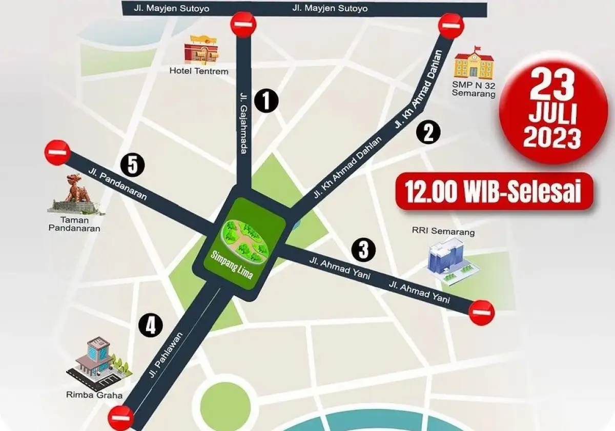 Hari Ini Jalan ke Simpang Lima Semarang Ditutup, Info Pengalihan Arus ...